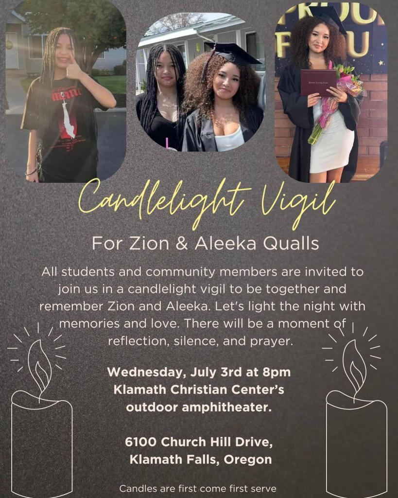 Candlelight Vigil for Zion & Aleeka Qualls - Klamath Eats! Food Trucks ...